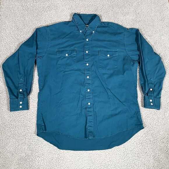 Wrangler | Shirts | Vintage Wrangler Pearl Snap Button Up Shirt Men ...